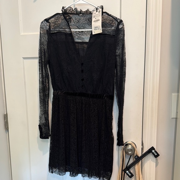 Zara | Dresses | New Zara Sheer Black Lace Top | Poshmark